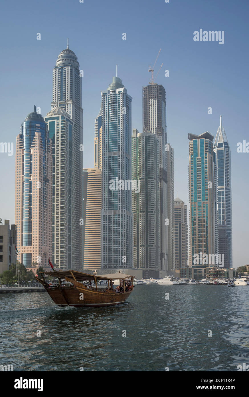 High rise buildings in city skyline, Dubai Emirate, United Arab ...