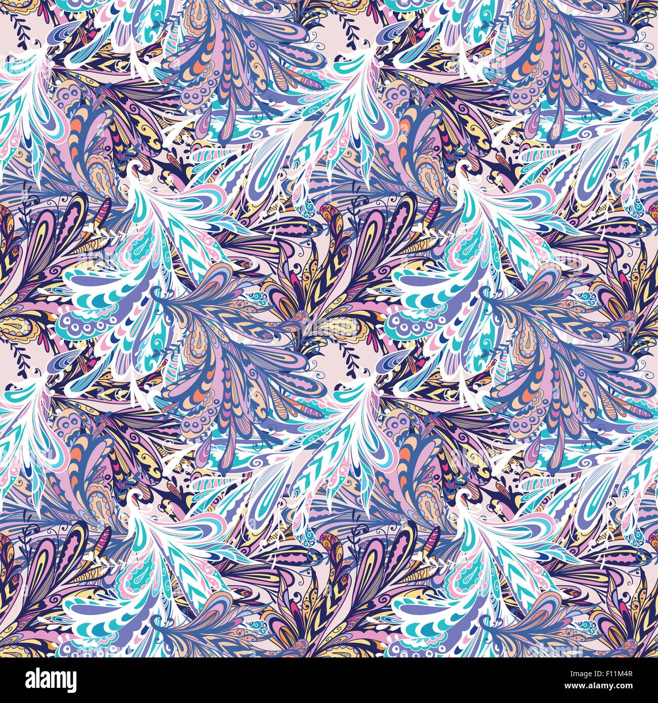 Seamless psychedelic background with doodle swirls for winter and ...