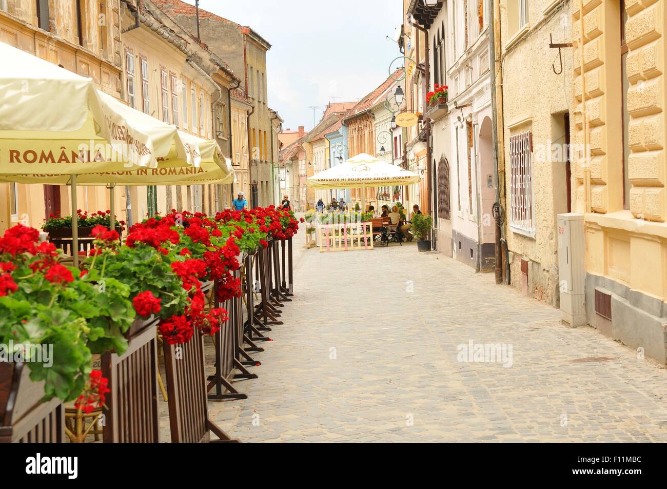Brasov, Romania - June 28, 2015: Historic buildings overlook the main ...