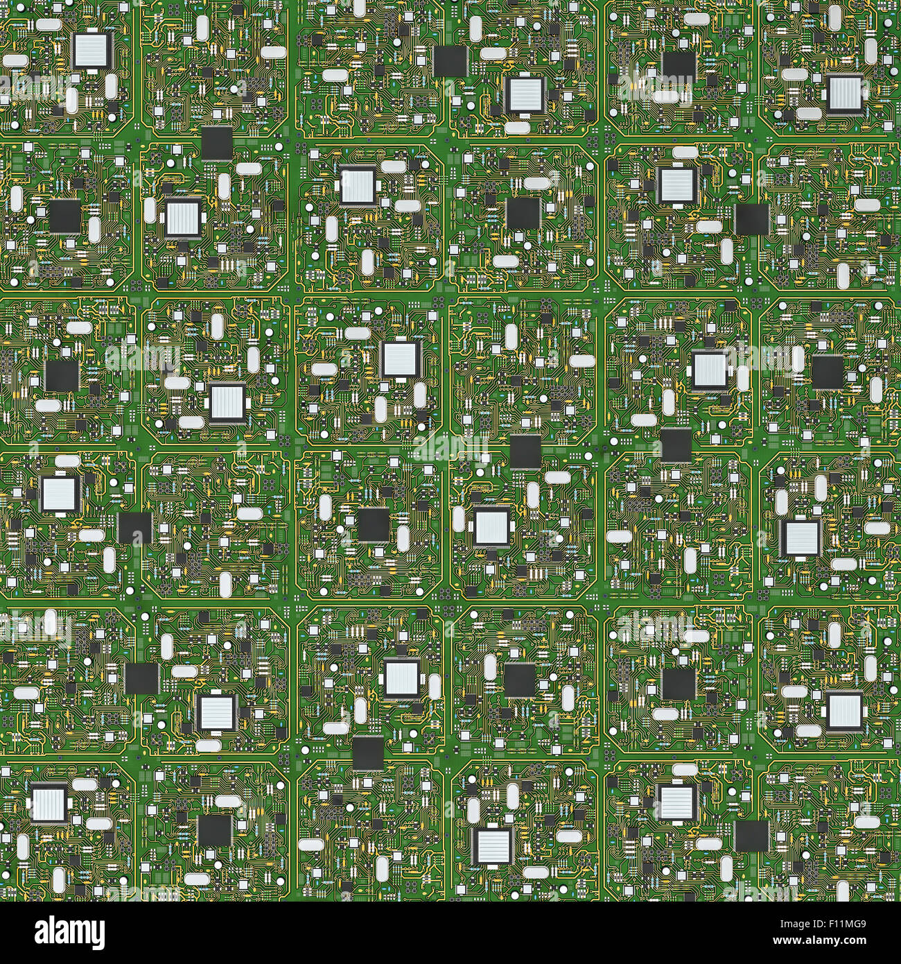 Ultimate circuit board, 3D render of giant highly detailed computer ...