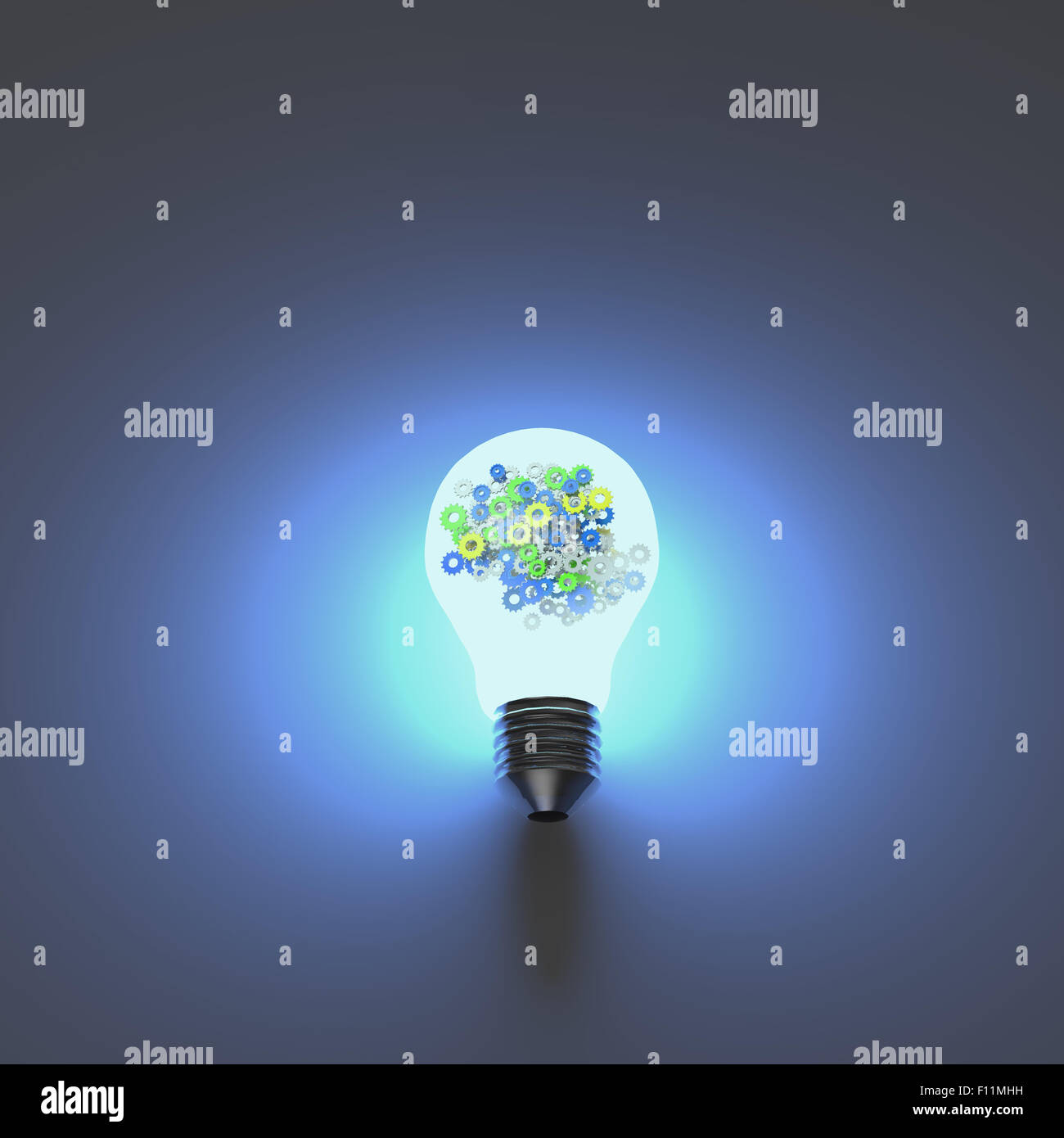 light bulb with gears as concept Stock Photo - Alamy