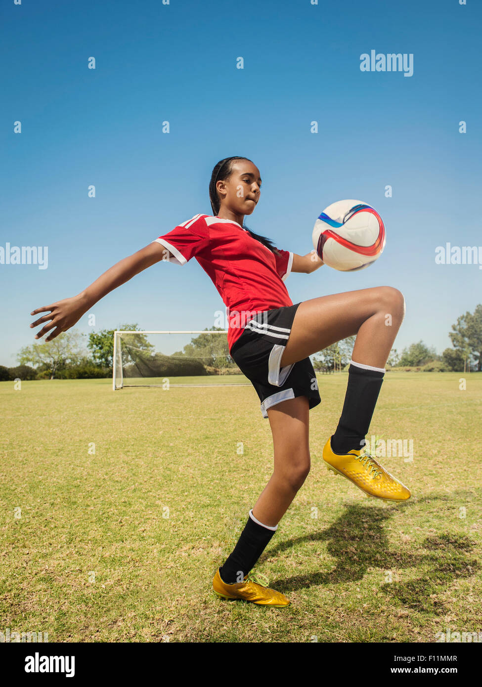 Soccer ball on pitch hi-res stock photography and images - Alamy