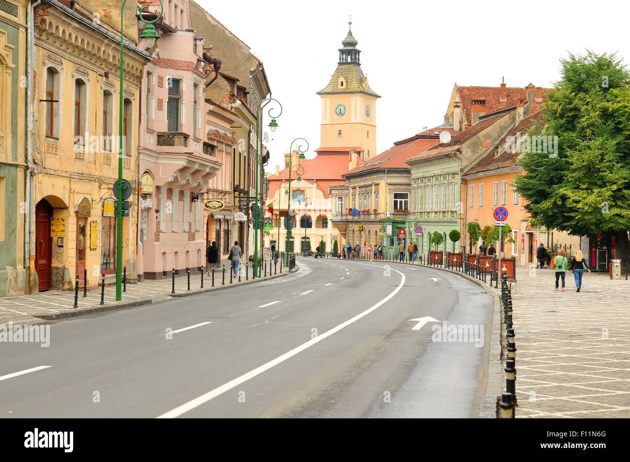 Brasov, Romania - June 28, 2015: Historic buildings overlook the main ...