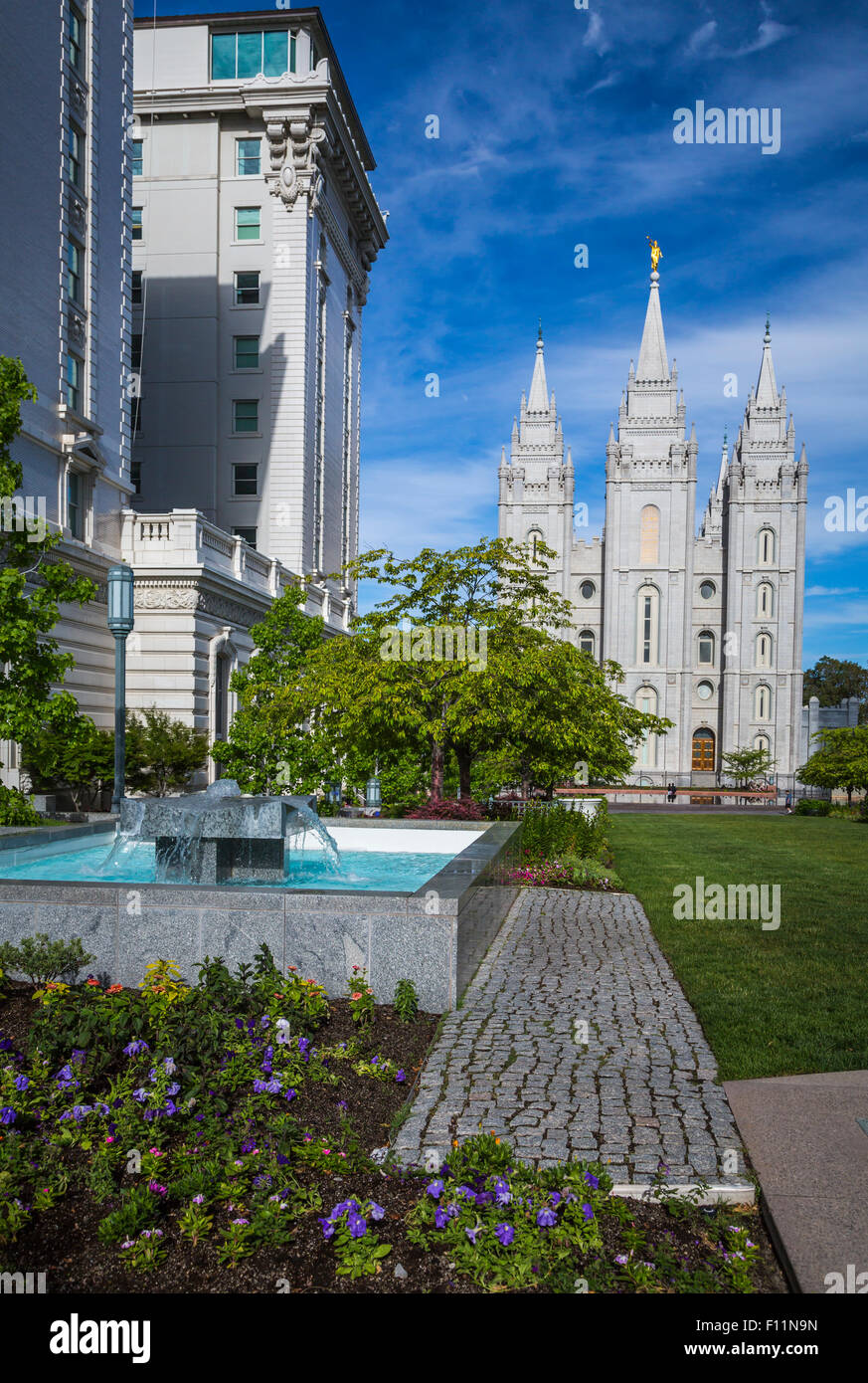The Mormon Temple complex of buildings in salt Lake City, Utah, USA ...