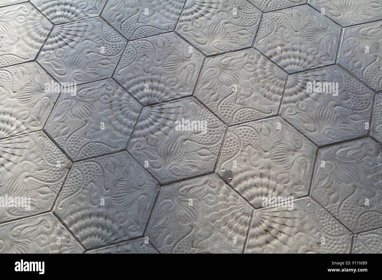 Patterned tessellated pavement Barcelona Stock Photo - Alamy
