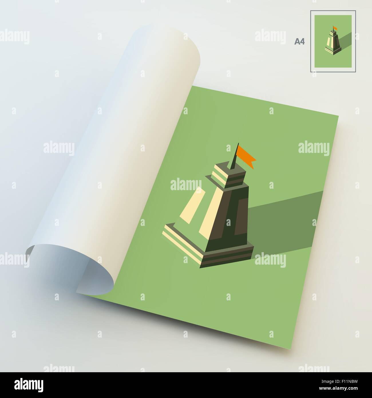 A4 Business Blank. Leader concept. Tower. 3d vector illustration. Can ...