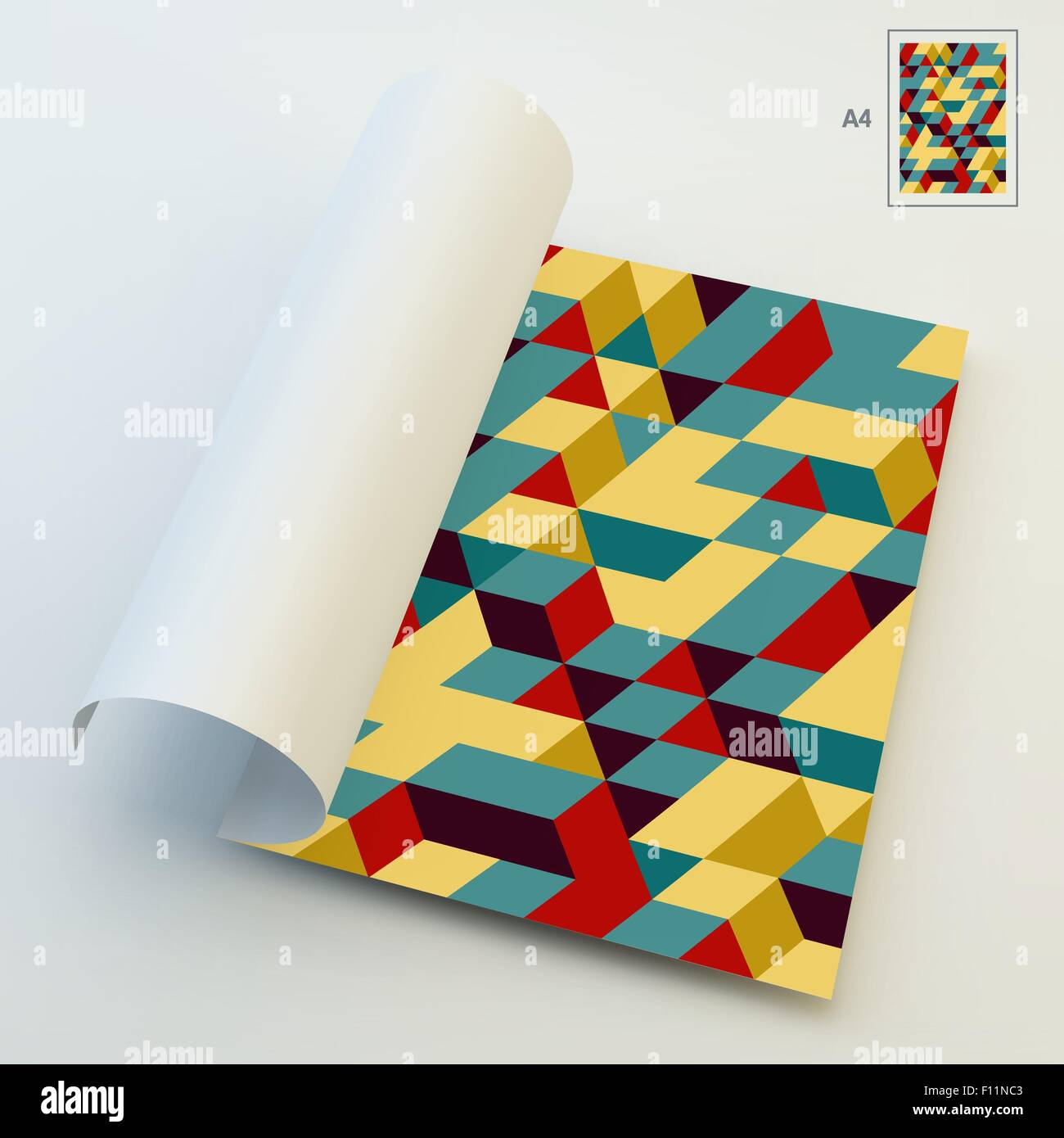 A4 Business Blank. 3d Blocks Structure Background. Vector Illustration ...