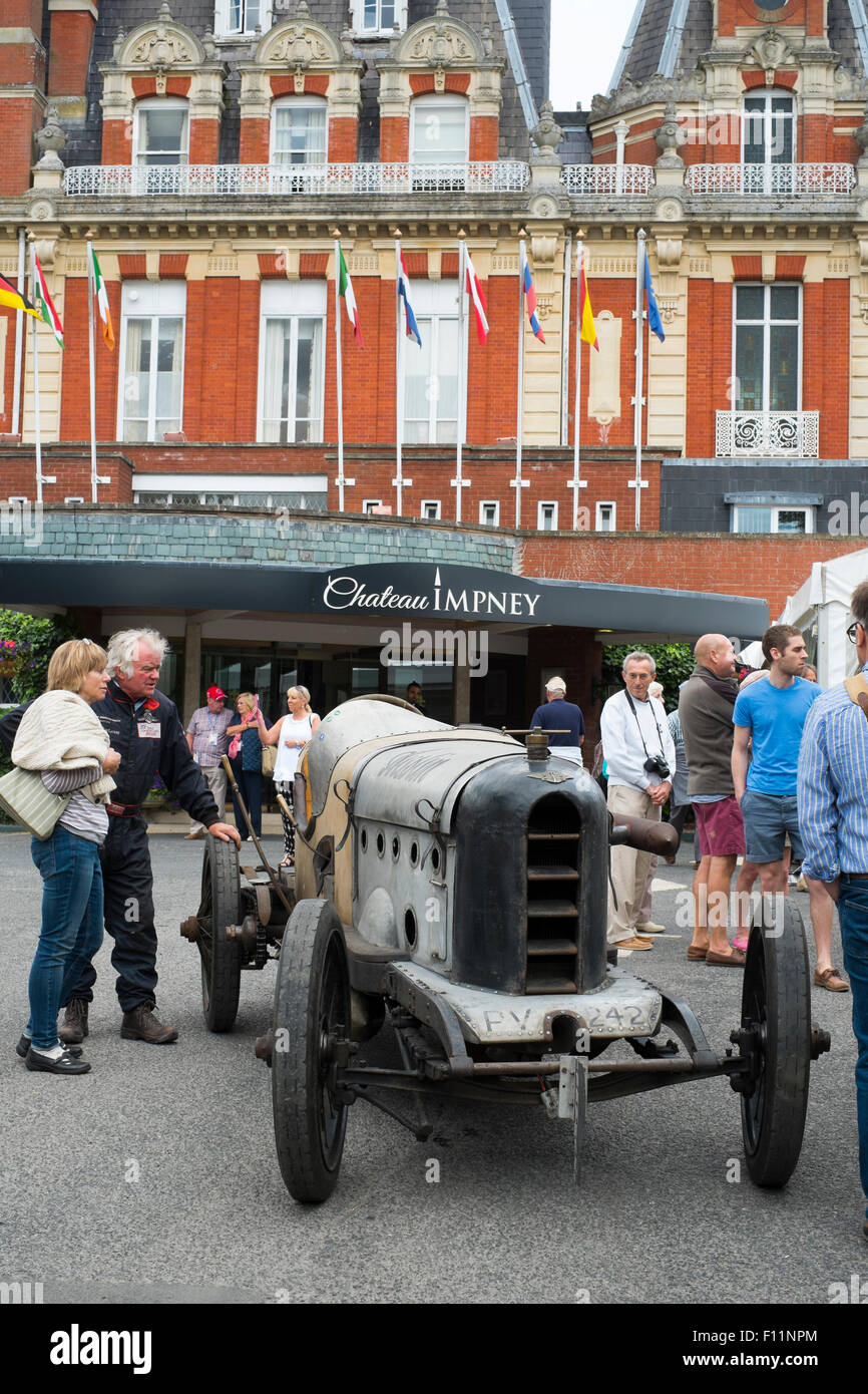Austin Hall Scott vintage car outside Chateau Impney Hotel ...