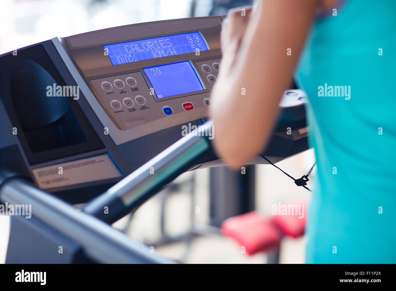 Closeup portrait of interface of treadmill Stock Photo - Alamy