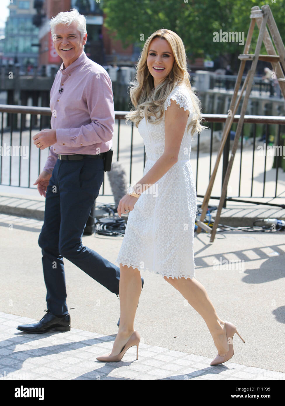 Amanda Holden and Philip Schofield filming on the Southbank Featuring ...