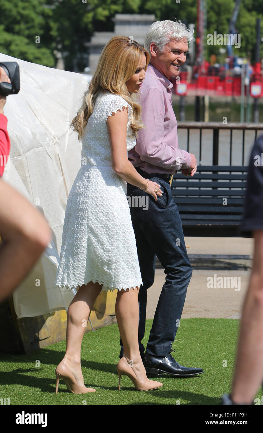 Amanda Holden and Philip Schofield filming on the Southbank Featuring ...