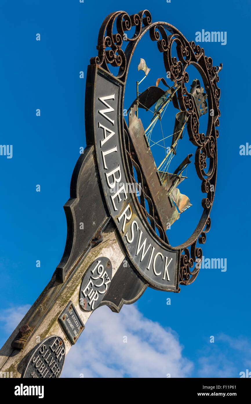 The ornate sign at Walberswick Stock Photo - Alamy