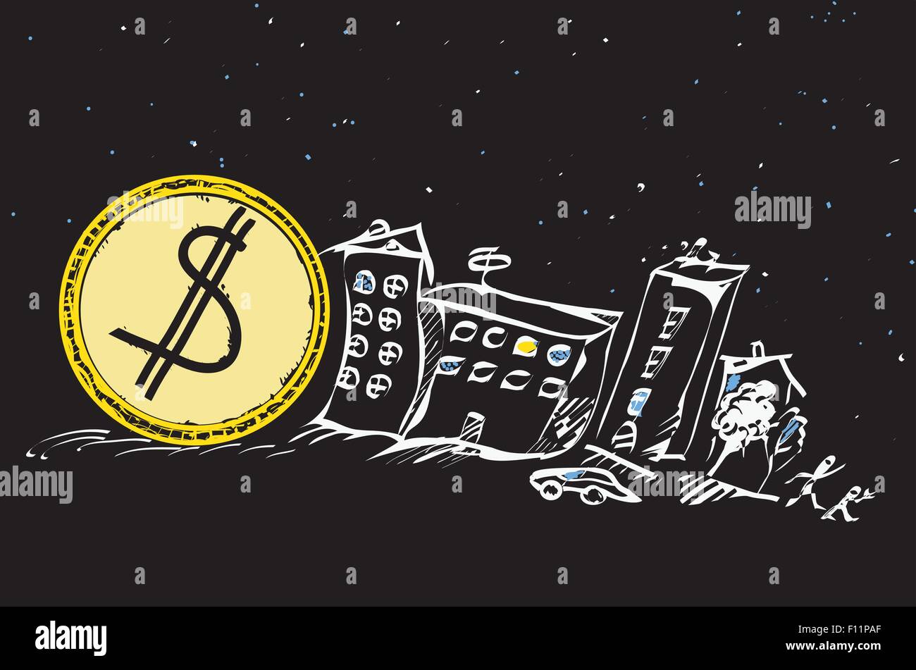 Money Destroy Life Stock Vector Image & Art - Alamy