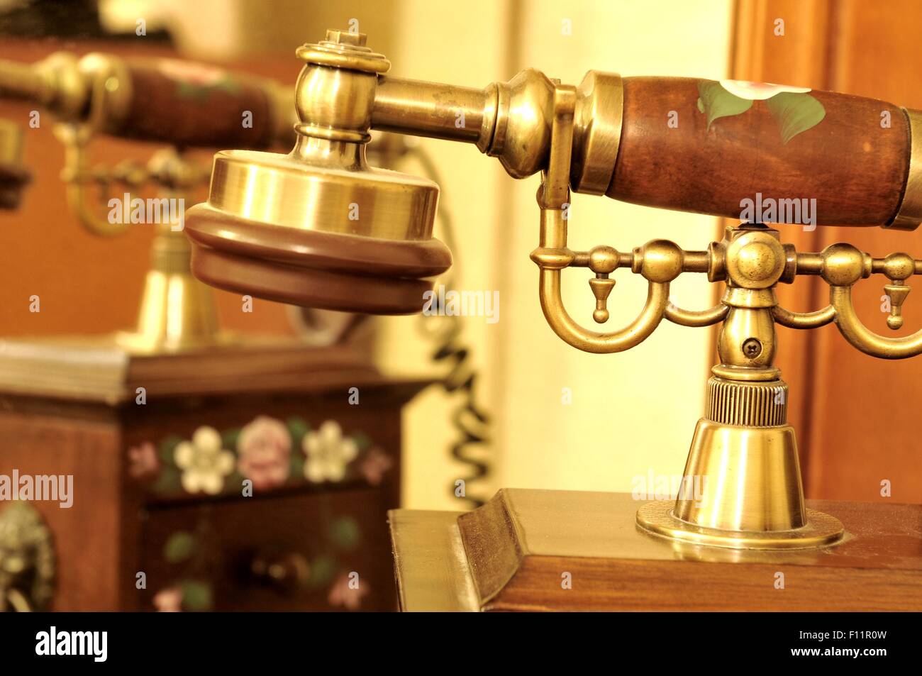 Vintage theme with retro telephone Stock Photo - Alamy