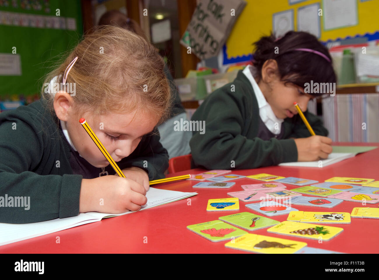 Primary school pupil's at work in the classroom, Midlands, UK Stock ...