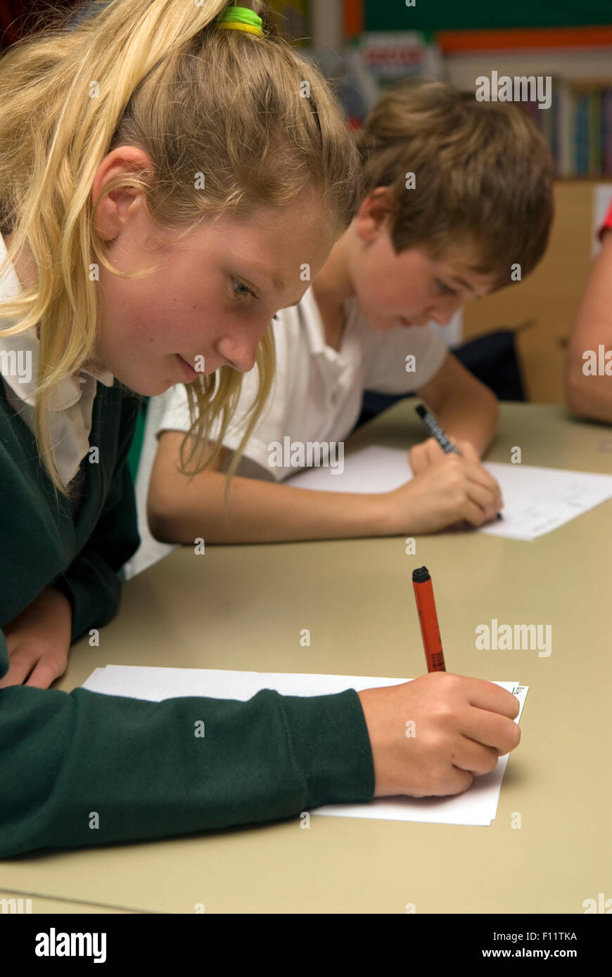 Primary school pupil's at work in the classroom, Midlands, UK Stock ...