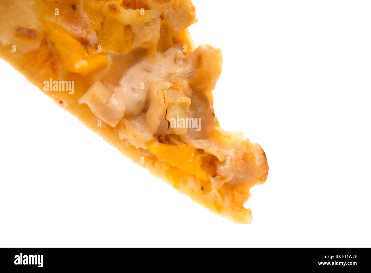 pizza slice with chicken and mango on a white background Stock Photo ...