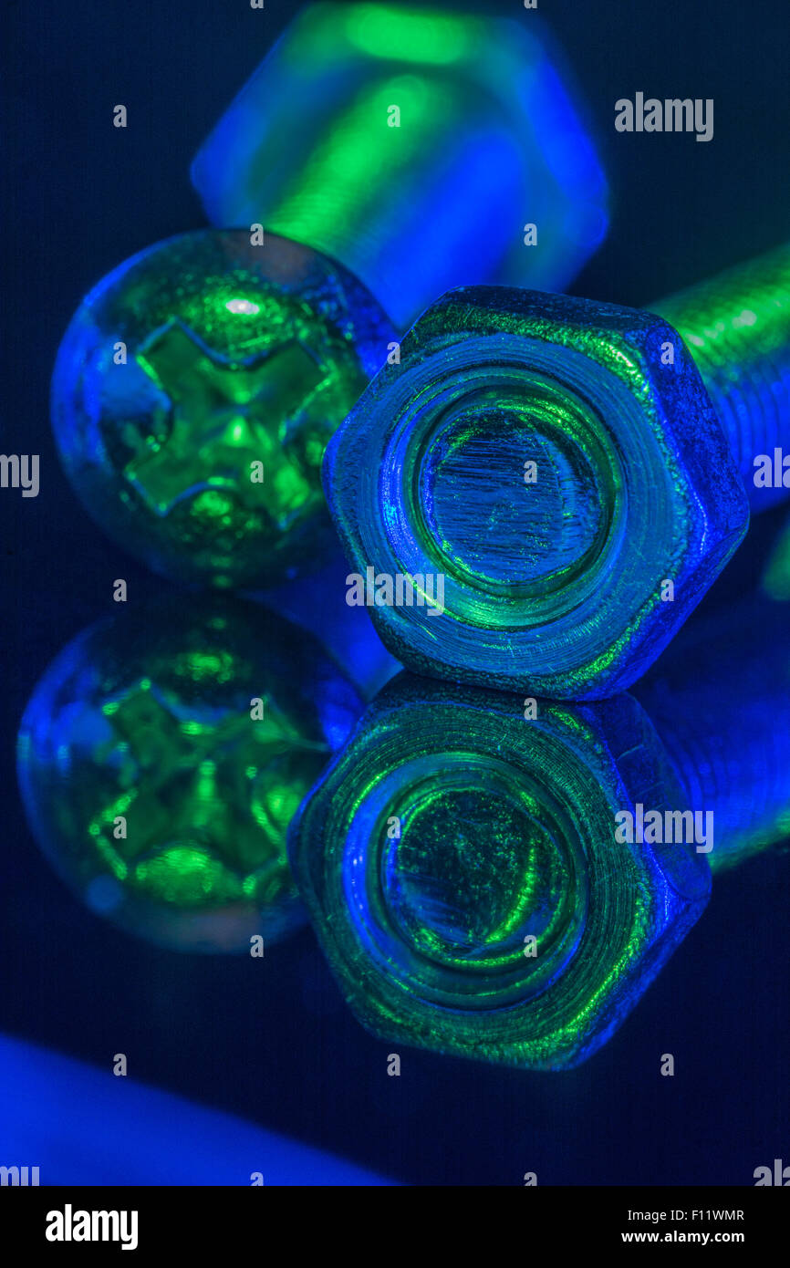 Macro-photo of small screw threaded bolts Stock Photo - Alamy