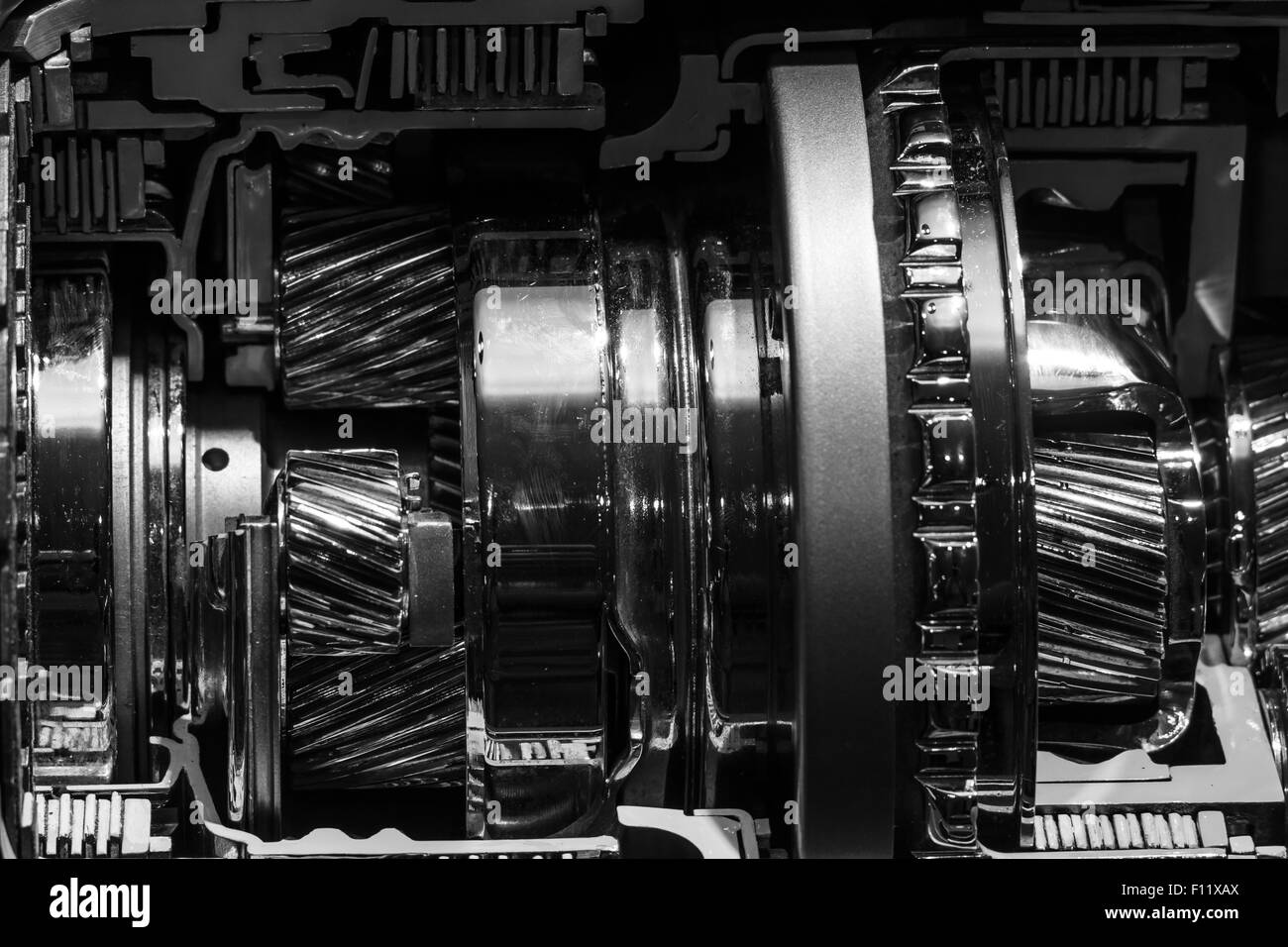 Detail of the engine. Close-up. Black and white Stock Photo - Alamy