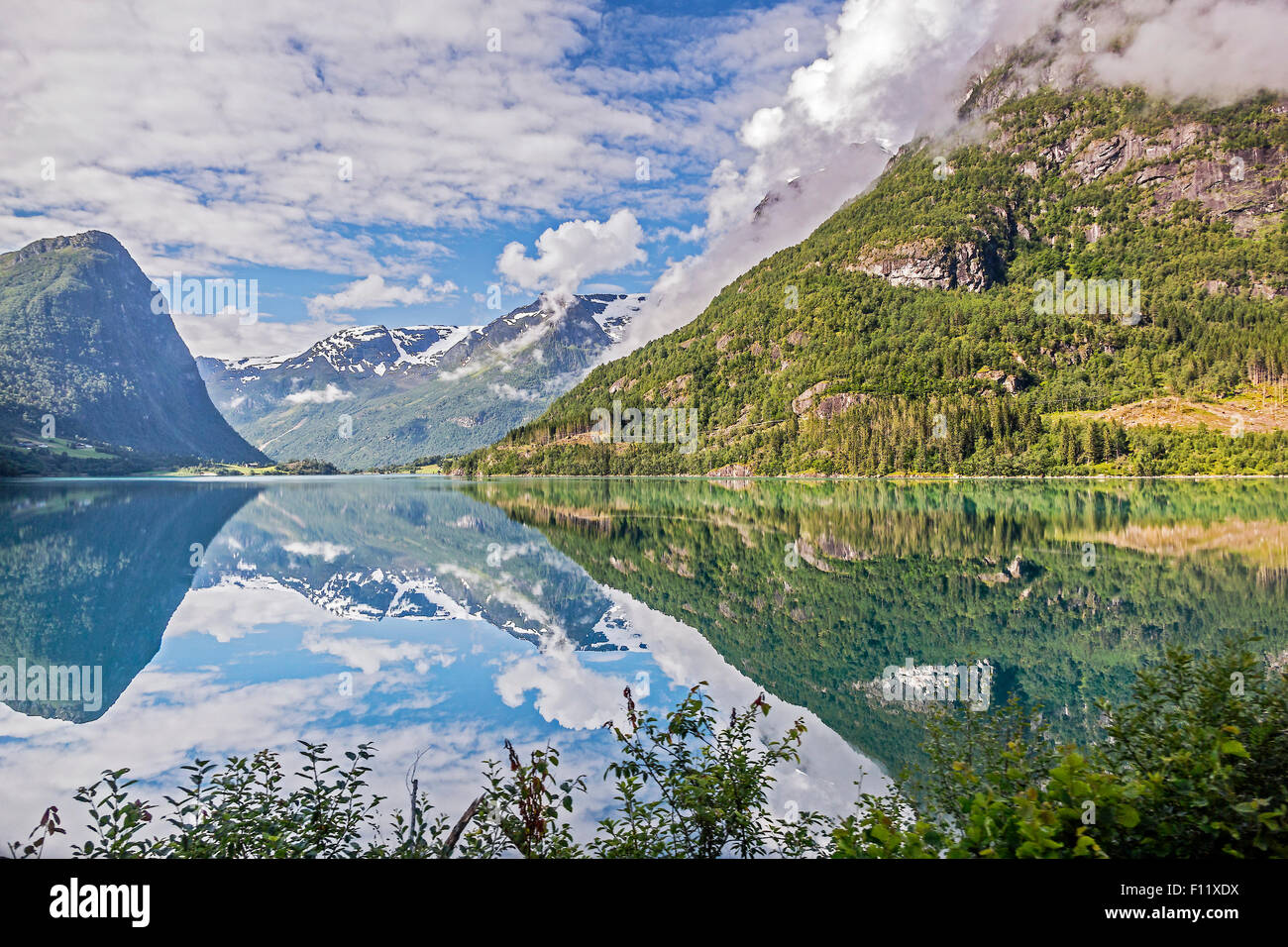 Lake Reflections Olden Norway Stock Photo - Alamy