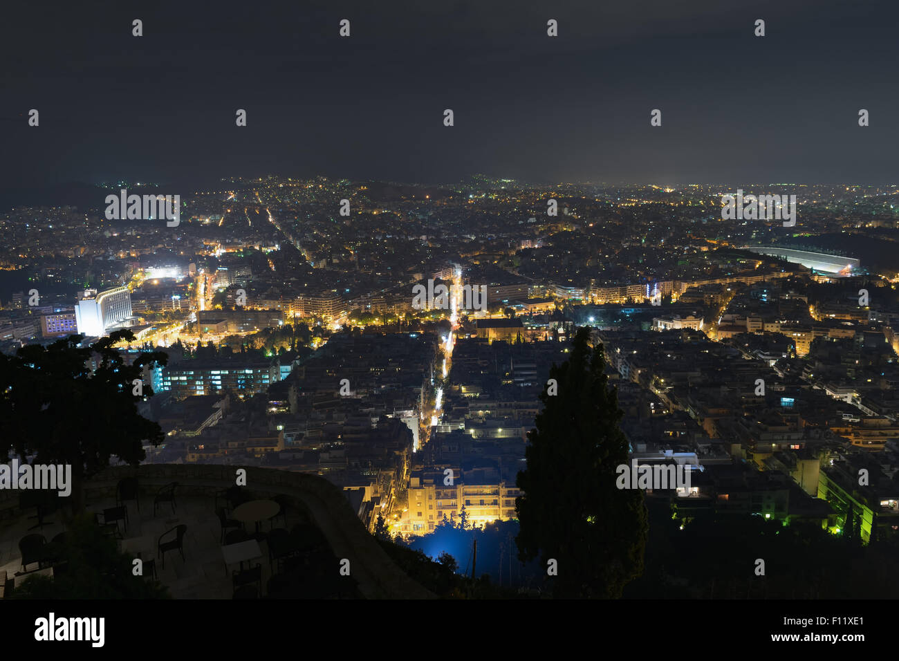 Athens Greece city lights. Crossroads night view Stock Photo - Alamy