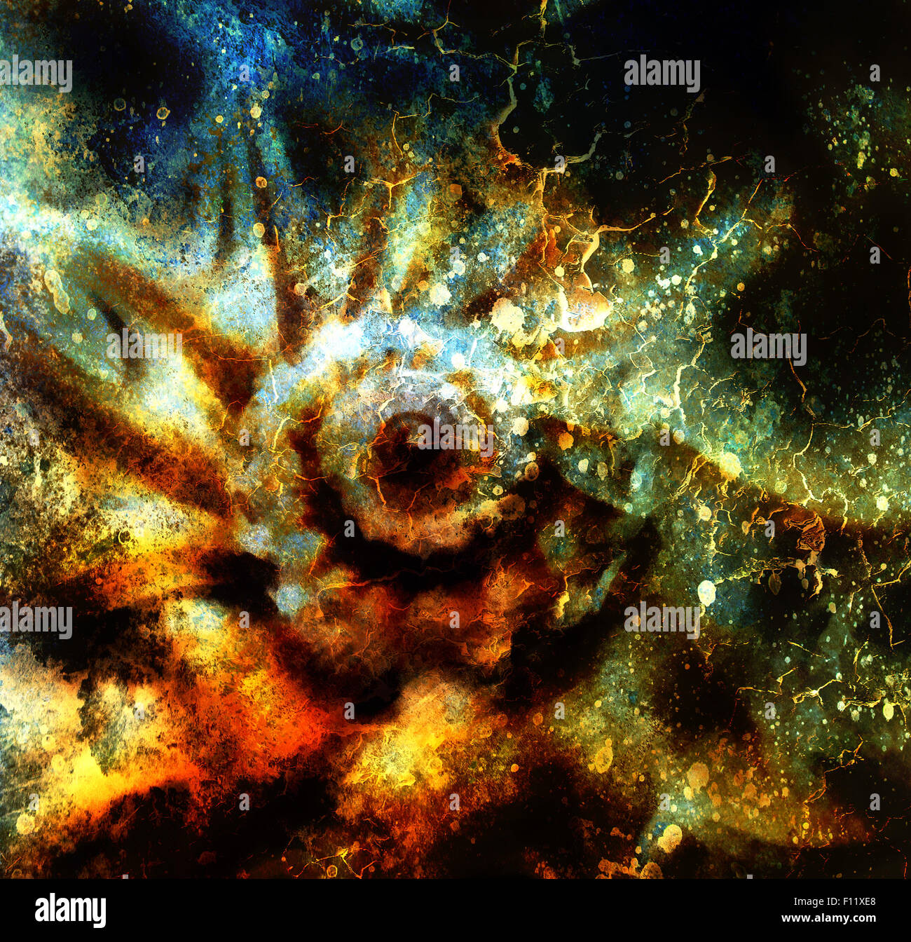 Marine sea shell . Painting collage with abstract color Stock Photo - Alamy