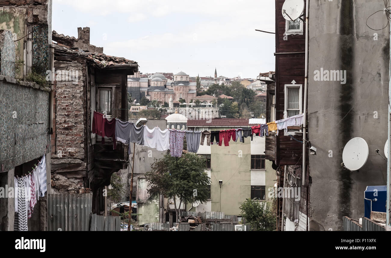 Houses in a poor district Fatih of Istanbul, Turkey Stock Photo - Alamy