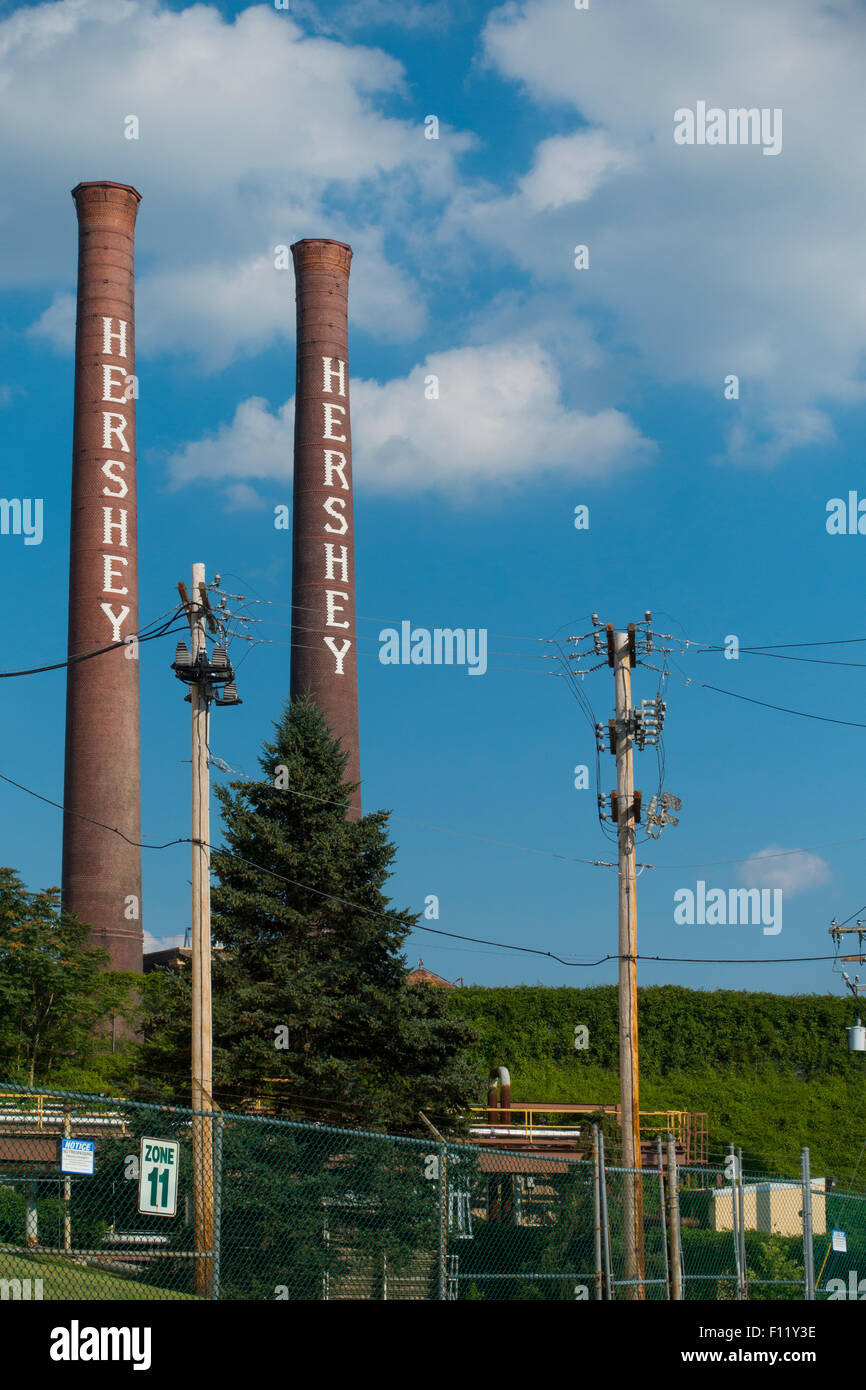 Hershey smoke stacks in Hershey PA Stock Photo - Alamy