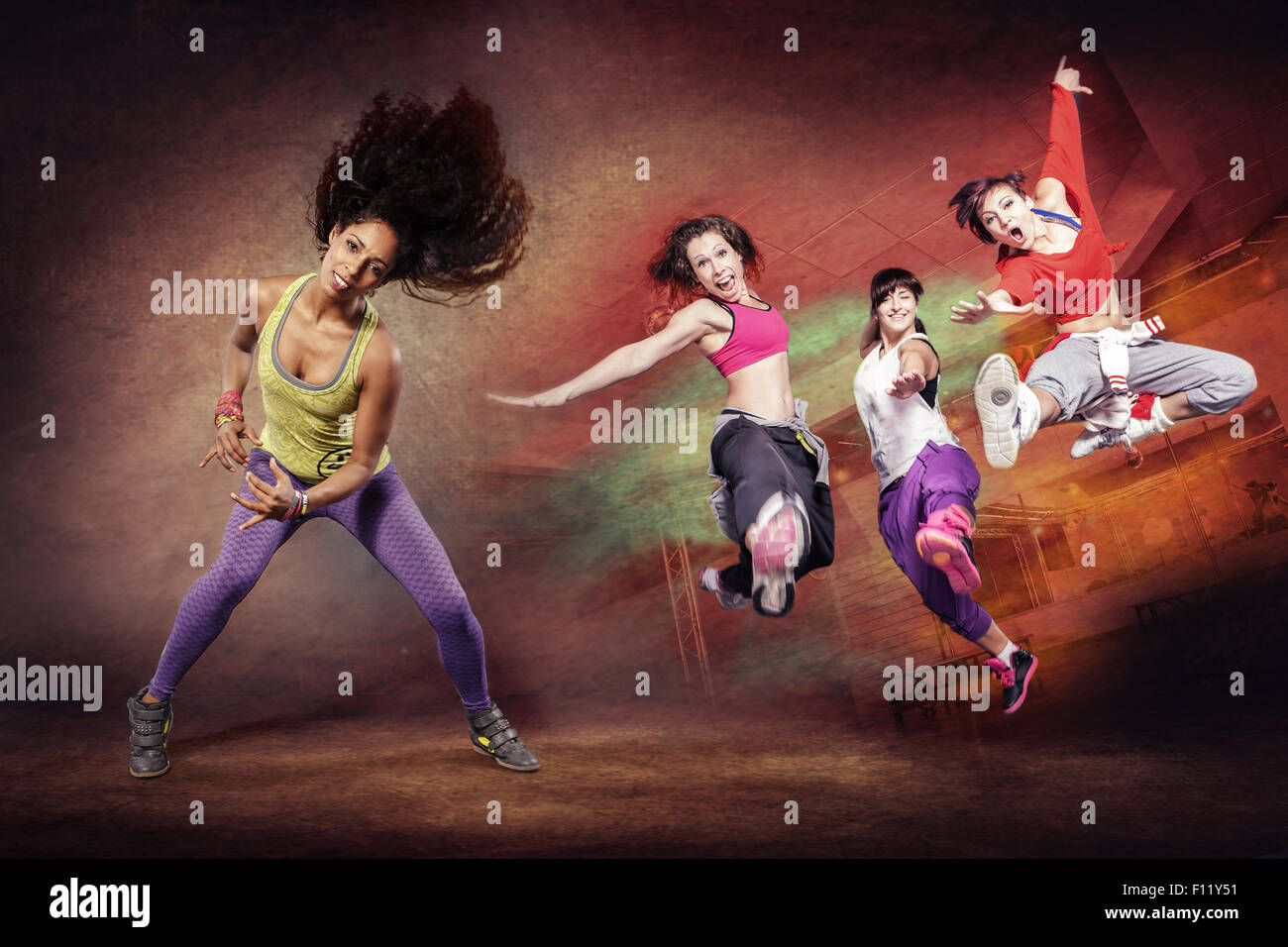 young woman at fitness exercise or zumba dancing Stock Photo - Alamy
