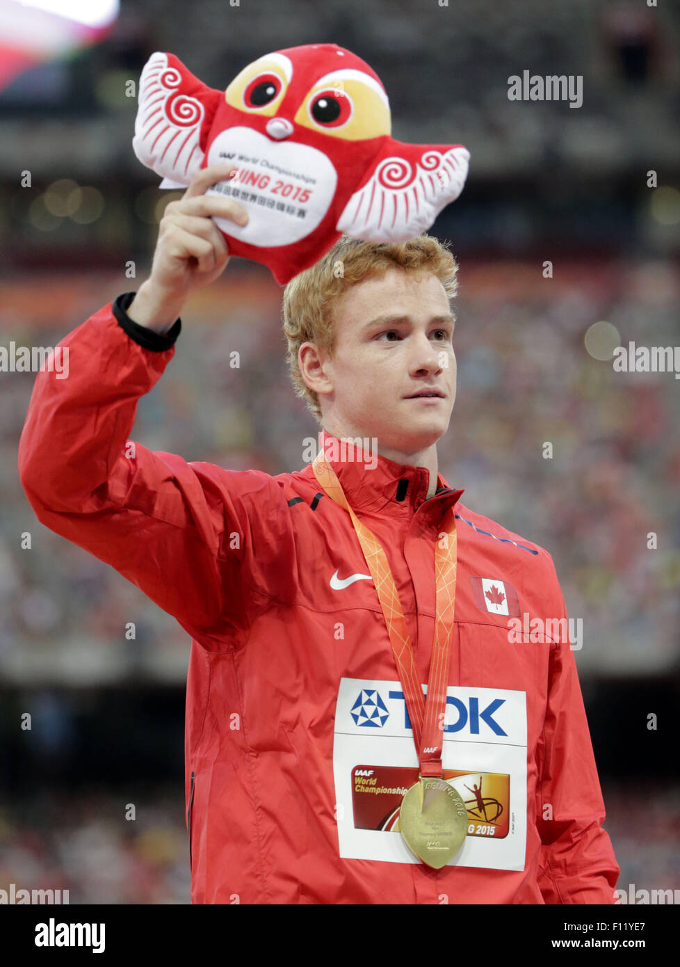 Beijing, China. 25th Aug, 2015. Shawnacy Barber of Canada poses with ...