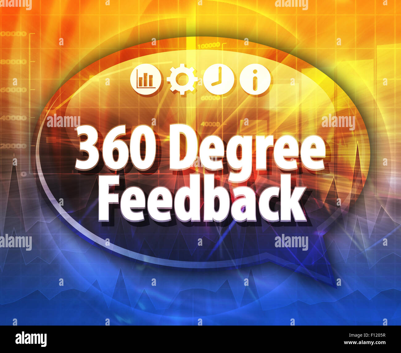Speech bubble dialog illustration of business term saying 360 degree ...