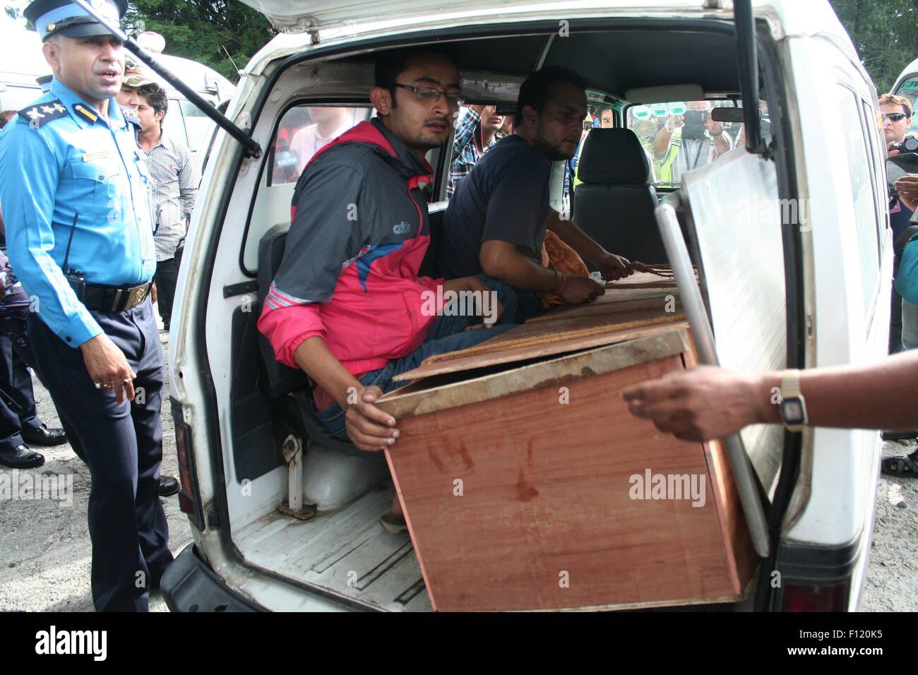 Kathmandu, Nepal. 25th Aug, 2015. The dead body of Senior ...
