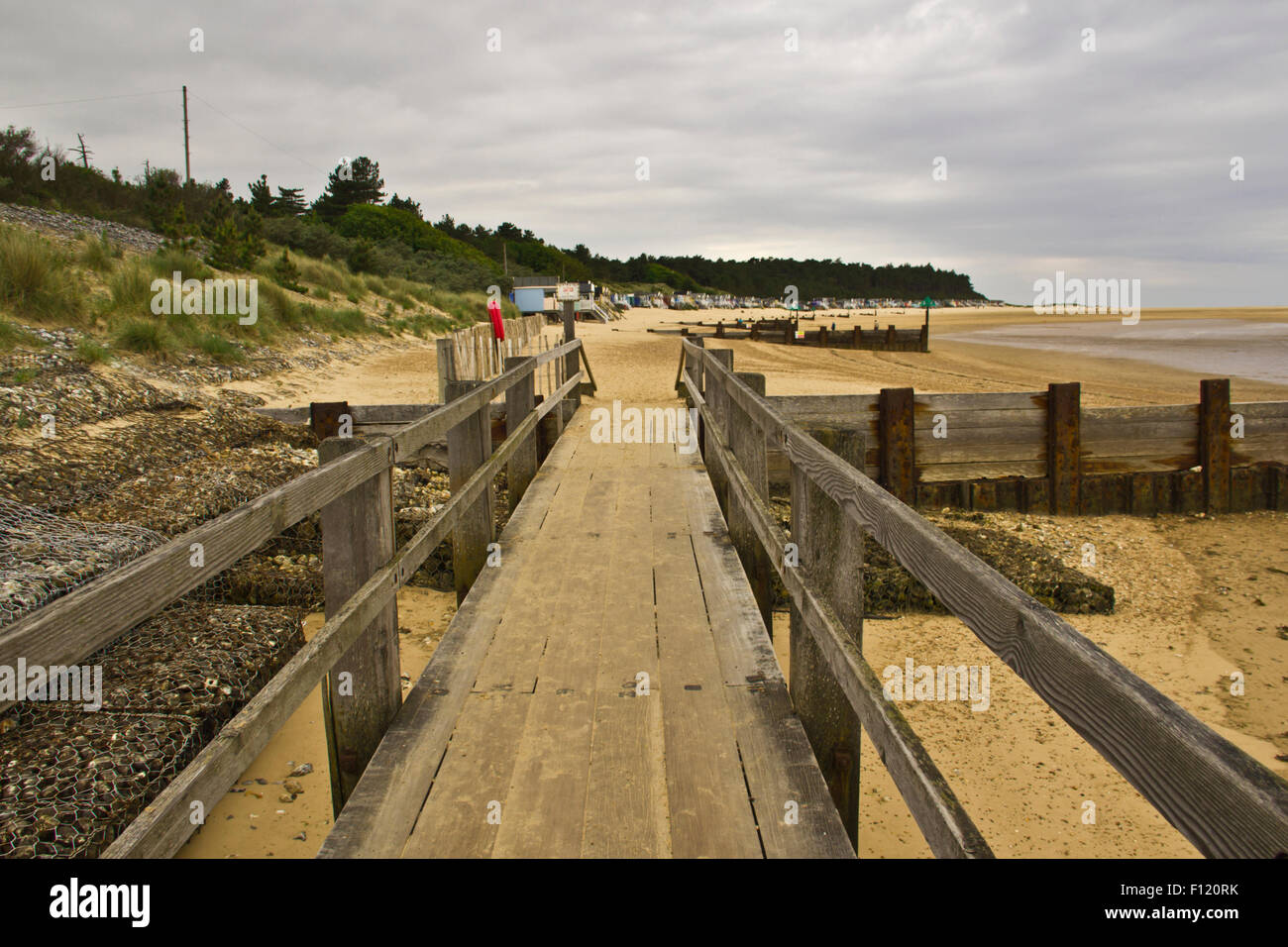 Pathway and railings on Wells-next-the-Sea sandy beach Stock Photo - Alamy