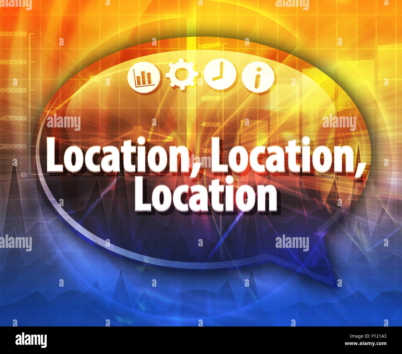 Speech bubble dialog illustration of business term saying Location ...