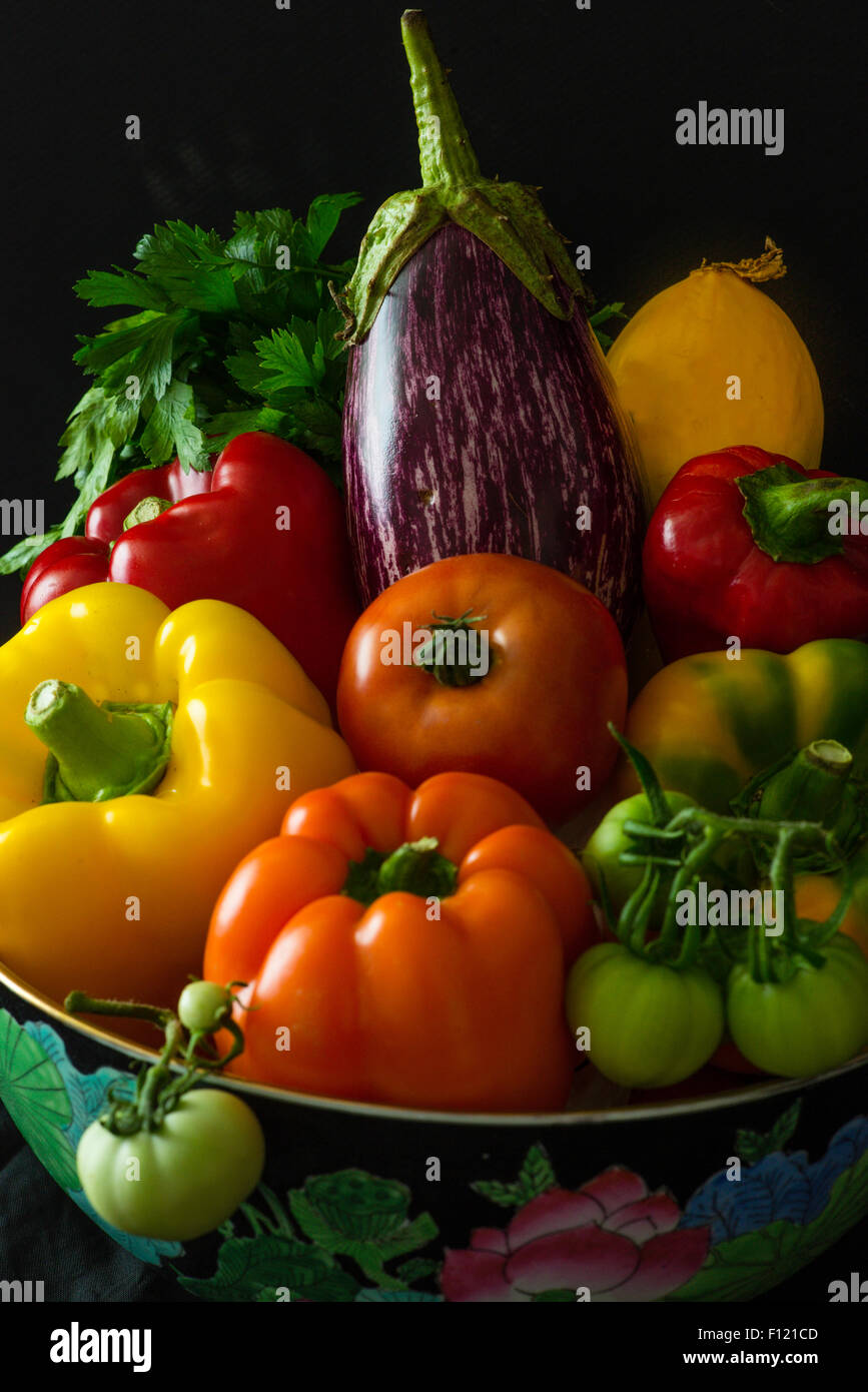 Colorful Vegetables on black background Stock Photo - Alamy