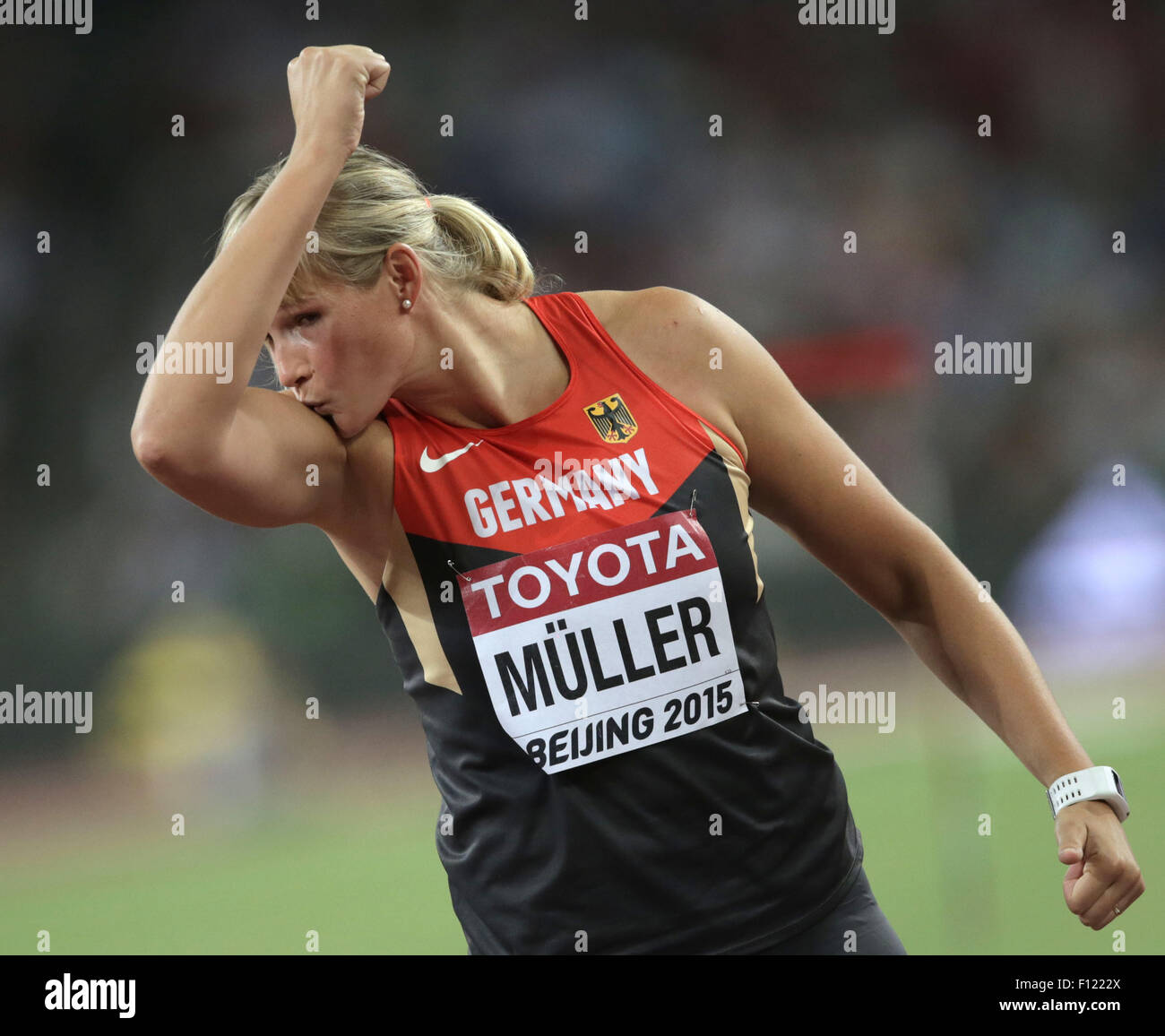 Beijing, China. 25th Aug, 2015. Nadine Mueller of Germany reacts during ...