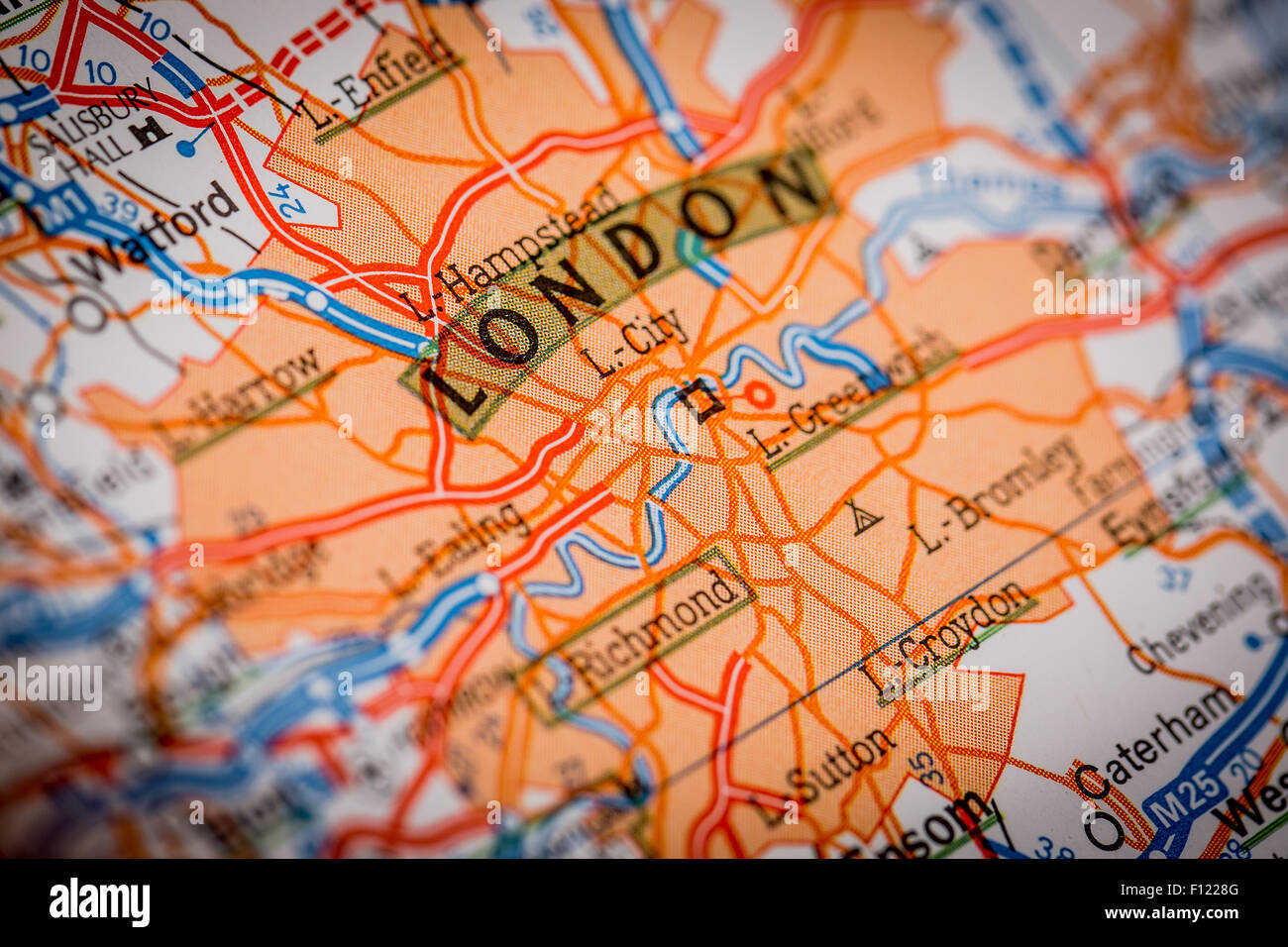 Map Photography: London City on a Road Map Stock Photo - Alamy