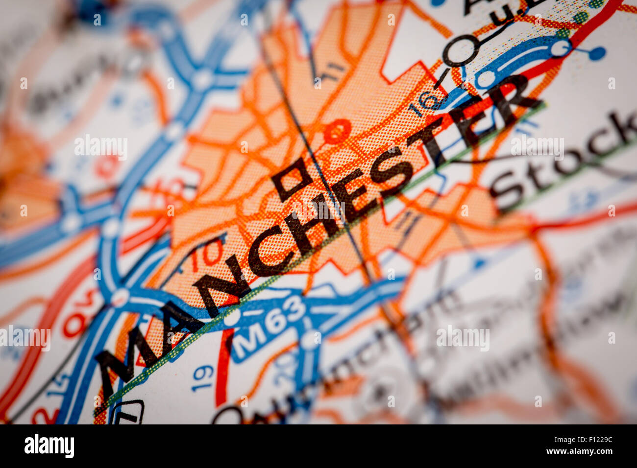 Map Photography: Manchester City on a Road Map Stock Photo - Alamy