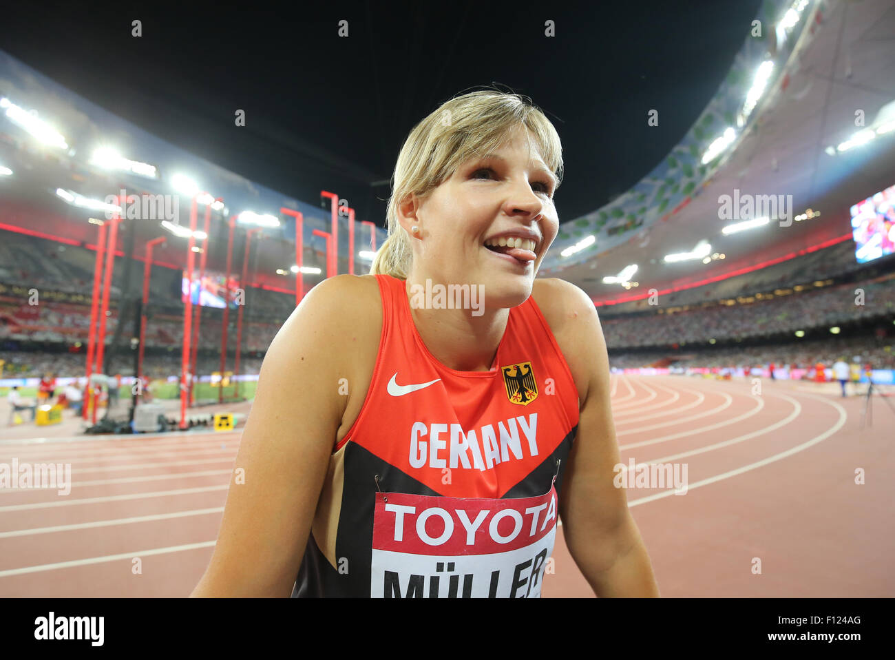 Beijing, China. 25th Aug, 2015. Nadine Mueller of Germany reacts during ...