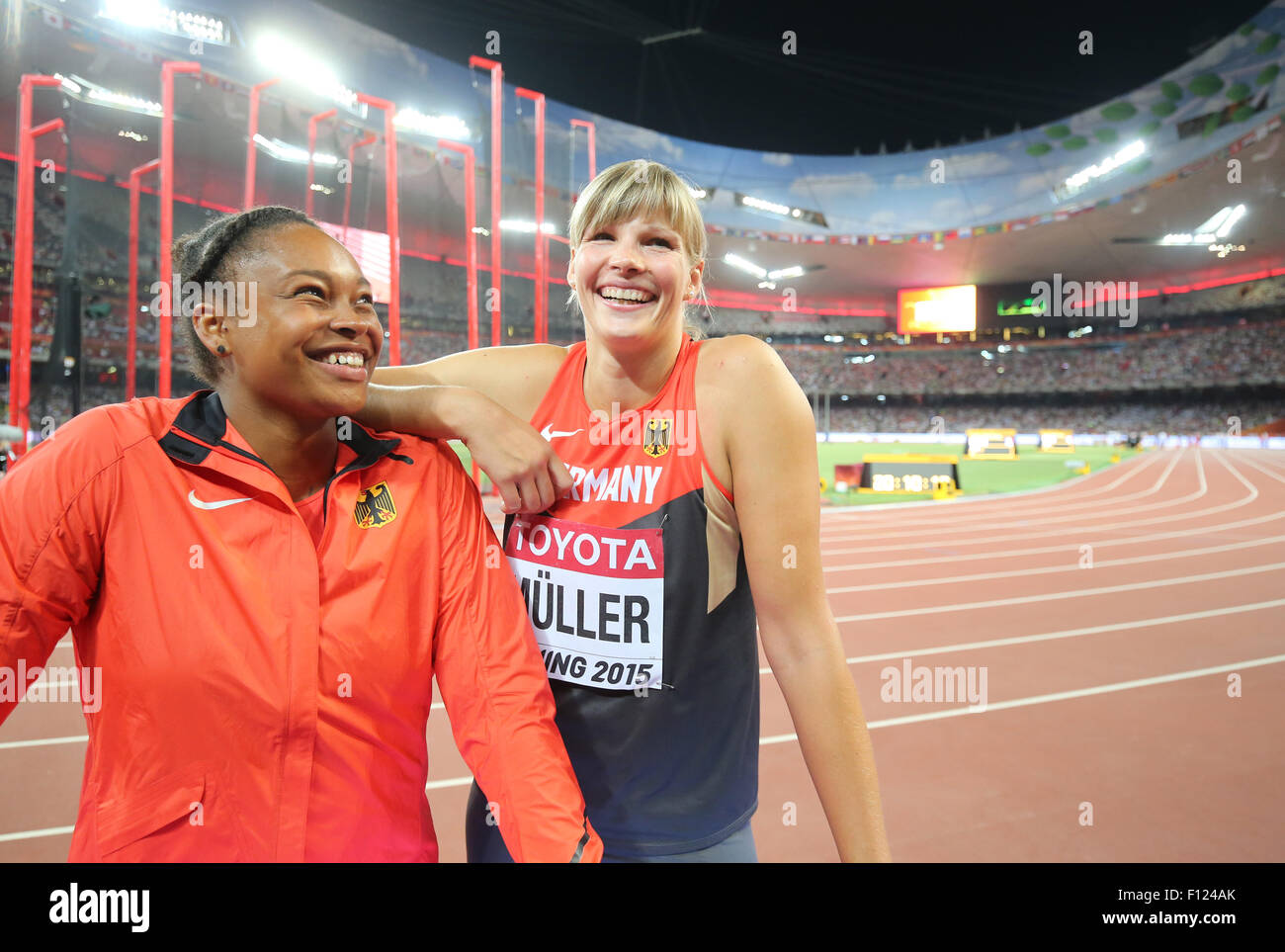 Beijing, China. 25th Aug, 2015. Shanice Craft (L) of Germany and Nadine ...