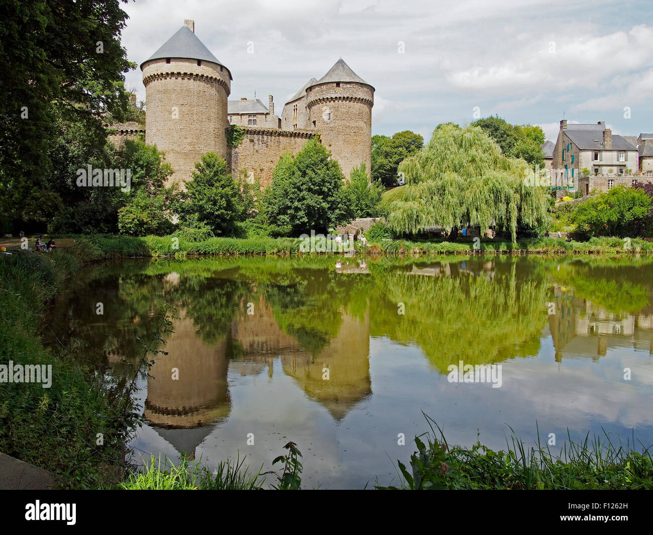 The medieval castle, one of the oldest in France, in the town ofLassay ...