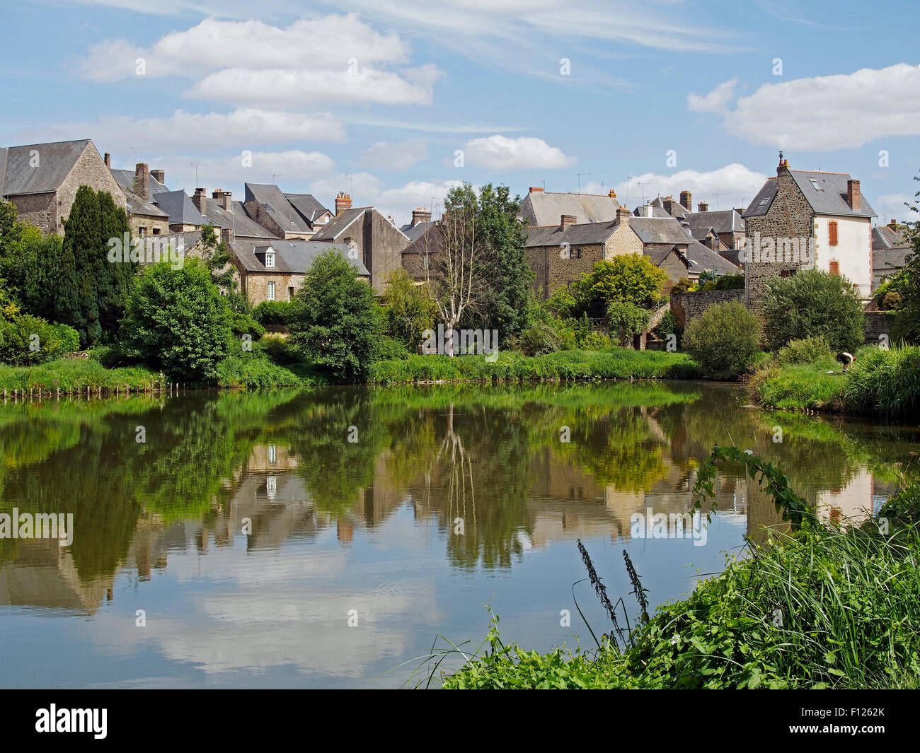 The medieval town of Lassay les Chateaux in southern Normandy, France ...