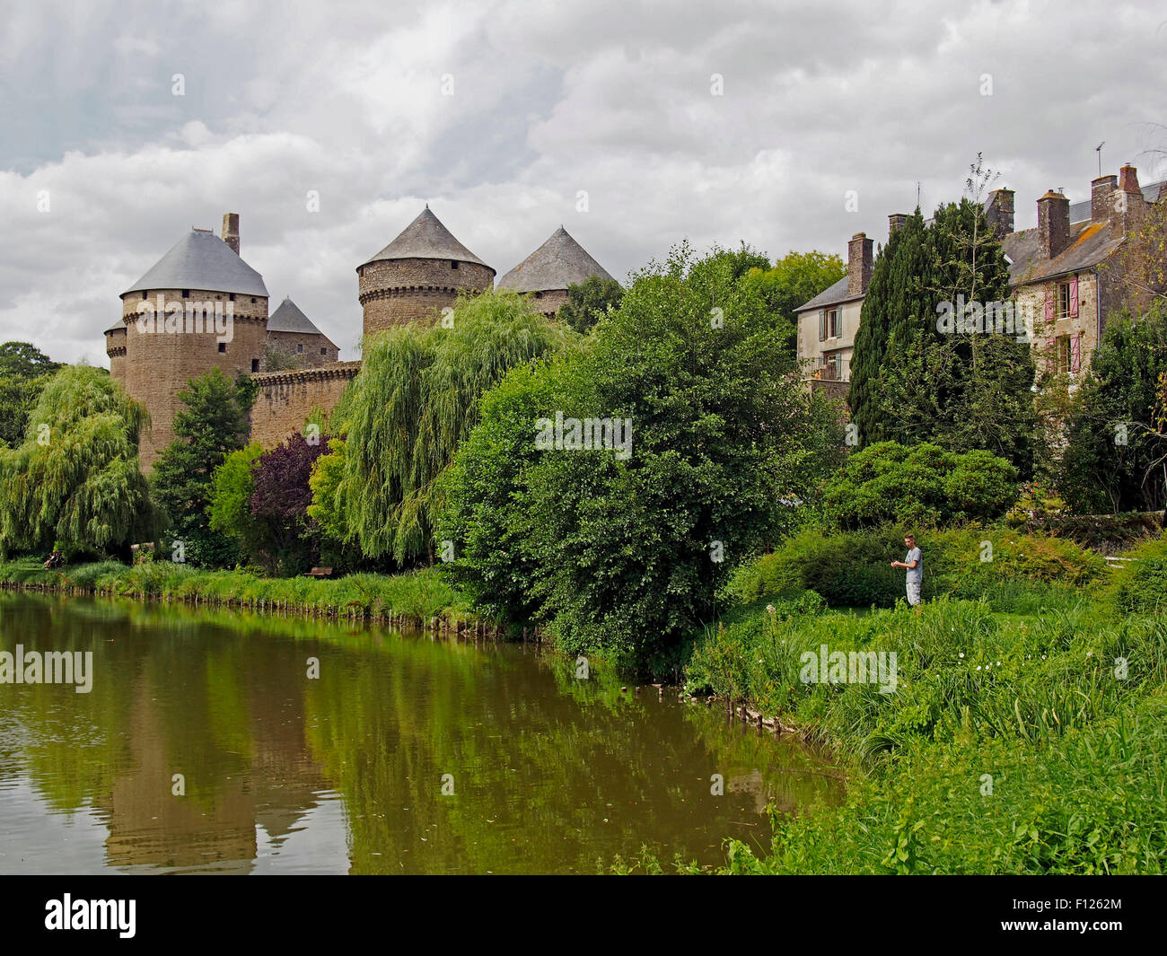 The medieval castle, one of the oldest in France, in the town of Lassay ...
