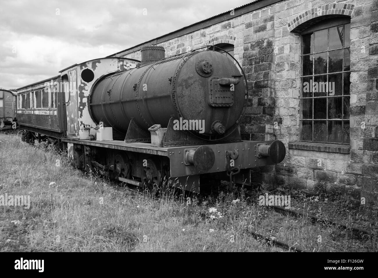 Rusty Steam train in the scrap yard at Tanfield Railway, the oldest ...