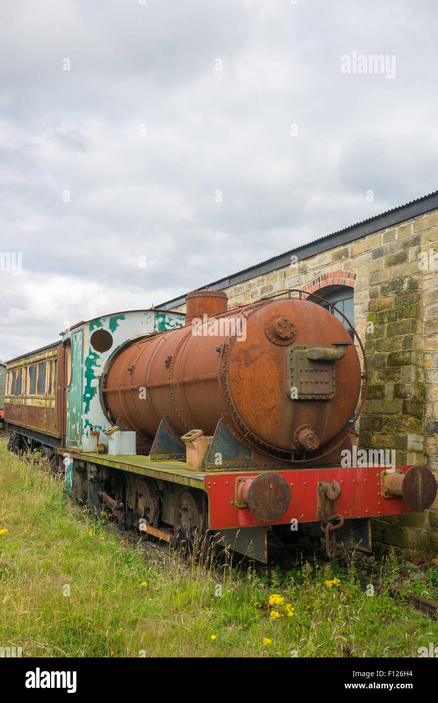 Rusty Steam train in the scrap yard at Tanfield Railway, the oldest ...