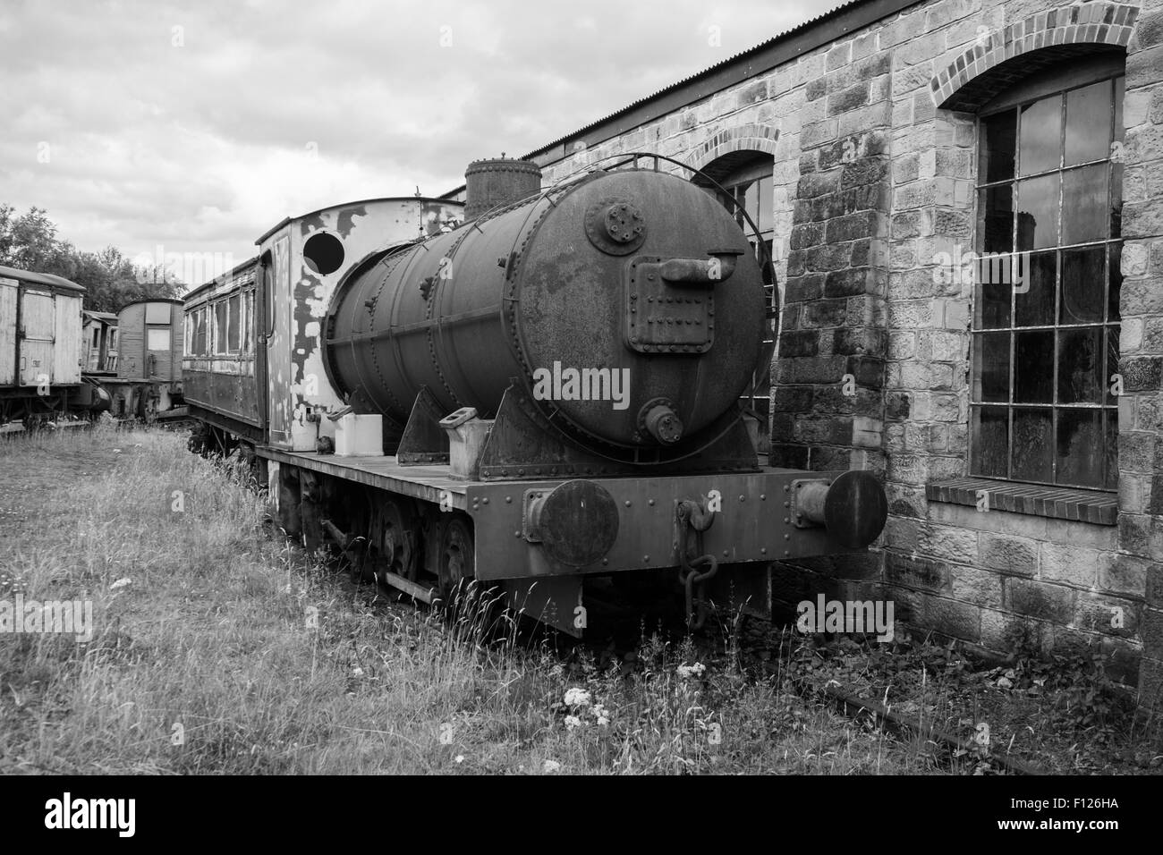Rusty Steam train in the scrap yard at Tanfield Railway, the oldest ...