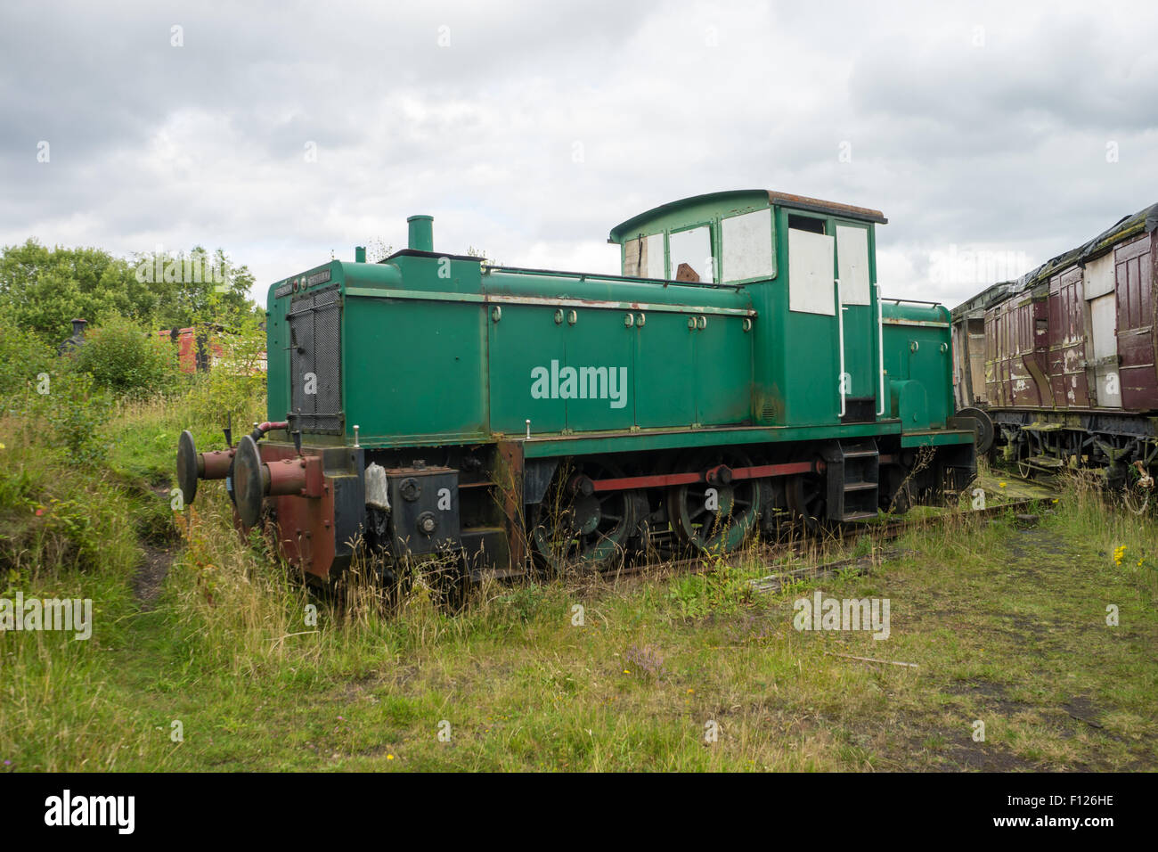 Old Diesel train in scrap yard Stock Photo - Alamy