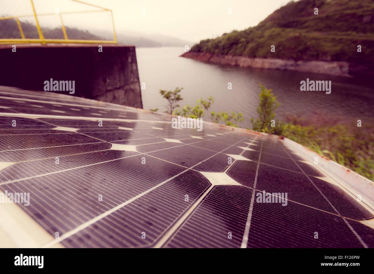 solar panel by the lake Stock Photo - Alamy