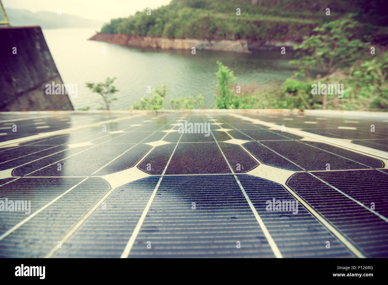 solar panel by the lake Stock Photo - Alamy