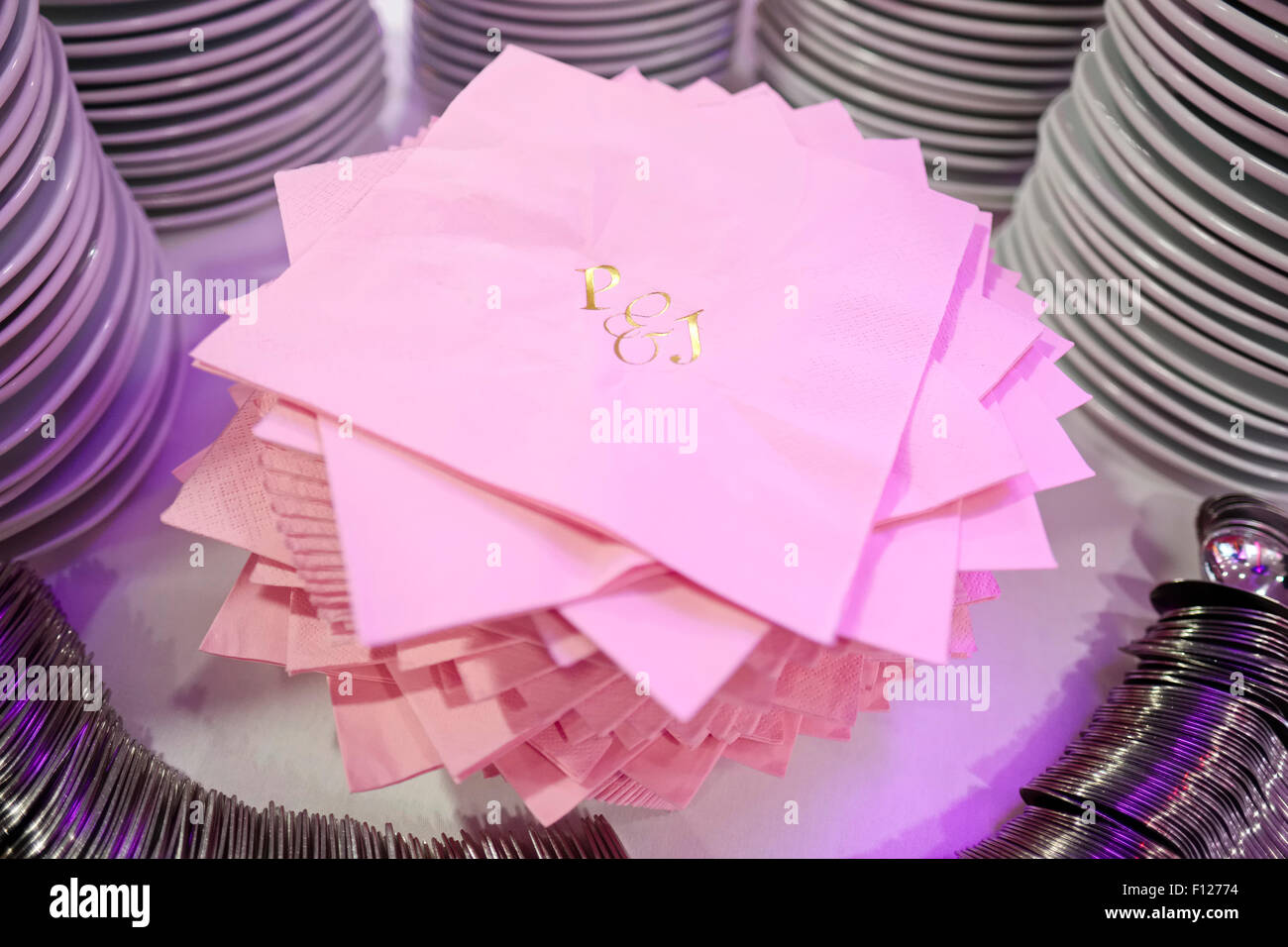 Paper Serviettes Plates and Cutlery at a Self Service Function Stock ...